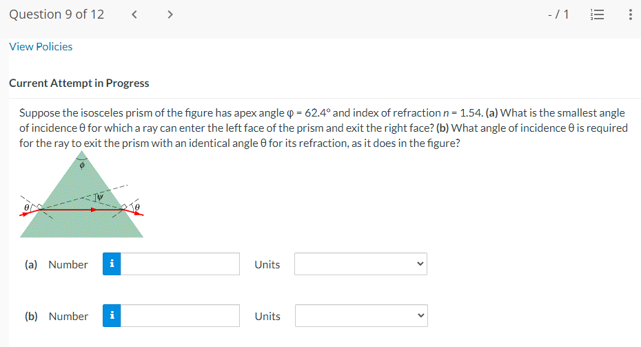 Solved Suppose the isosceles prism of the figure has apex | Chegg.com