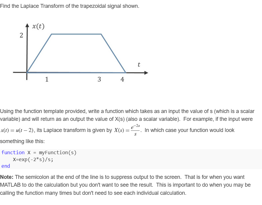 Solved Find the Laplace Transform of the trapezoidal signal | Chegg.com