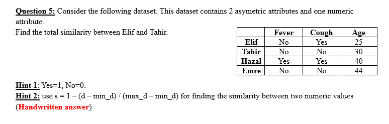Solved Question 5: Consider the following dataset. This | Chegg.com