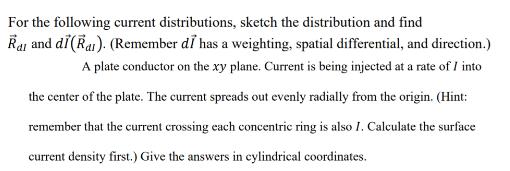 For the following current distributions, sketch the | Chegg.com