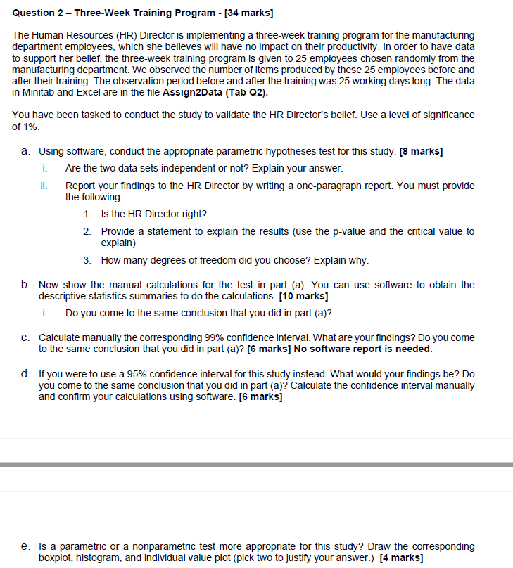 Solved Question 2 - Three-Week Training Program - [34 marks] | Chegg.com