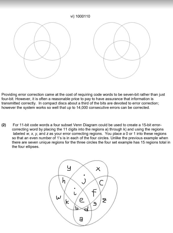 Solved Use Venn Diagrams in the error detection process to | Chegg.com