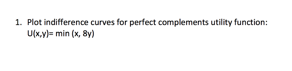 Solved 1. Plot indifference curves for perfect complements | Chegg.com