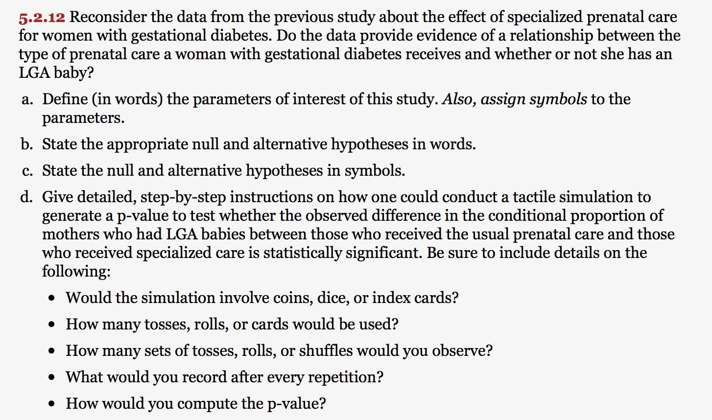5.2.12 Reconsider the data from the previous study | Chegg.com