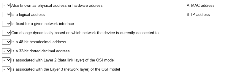 Solved A. MAC address Also known as physical address or | Chegg.com