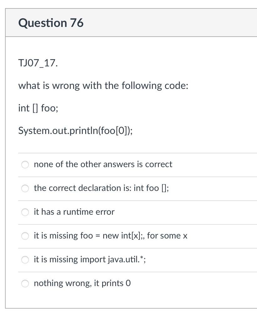 Solved Question 76 TJO7_17. what is wrong with the following | Chegg.com