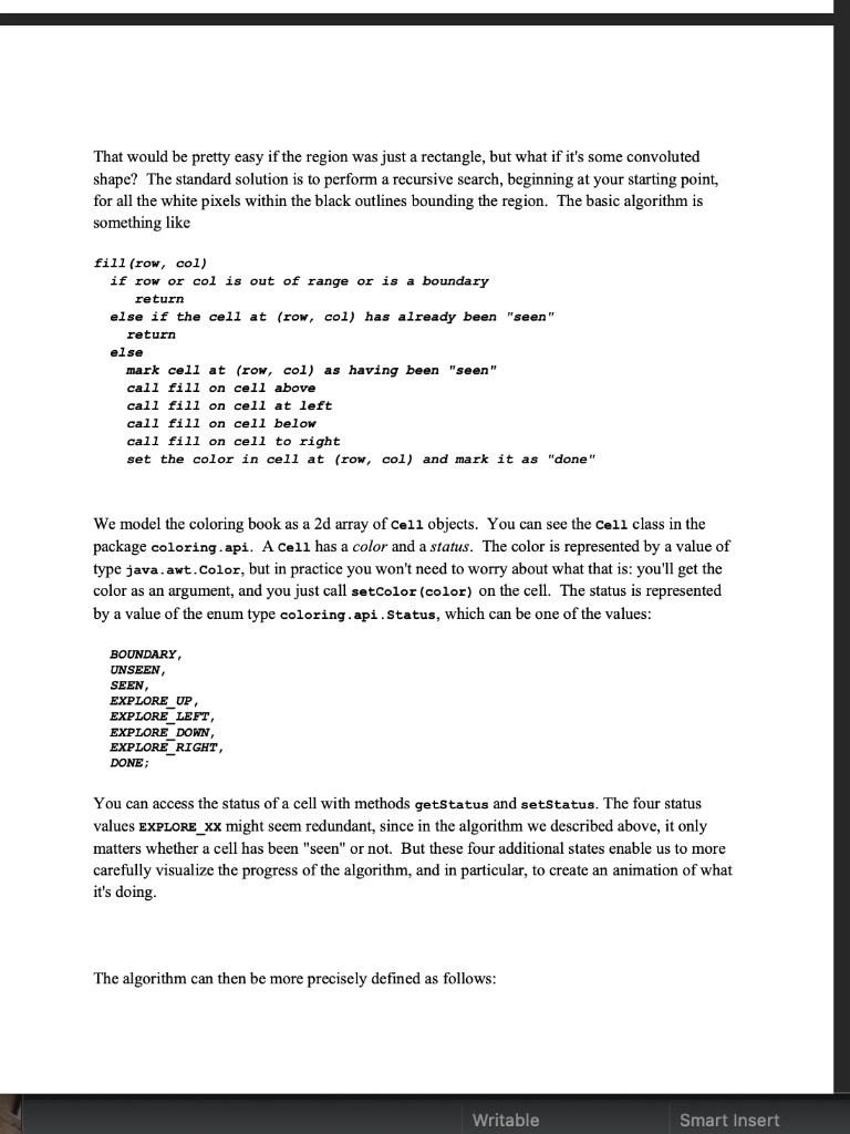 1. Implement a "flood fill" algorithm (30 pts) This | Chegg.com
