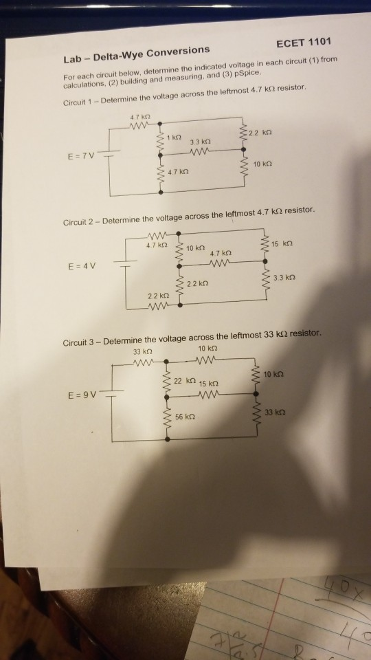 Solved ECET 1101 Lab - Delta-Wye Conversions For each | Chegg.com