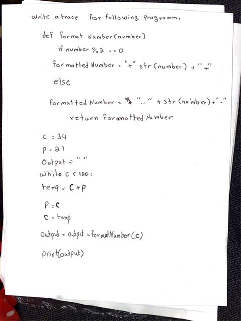 Solved Write a trace for following programm. def format | Chegg.com
