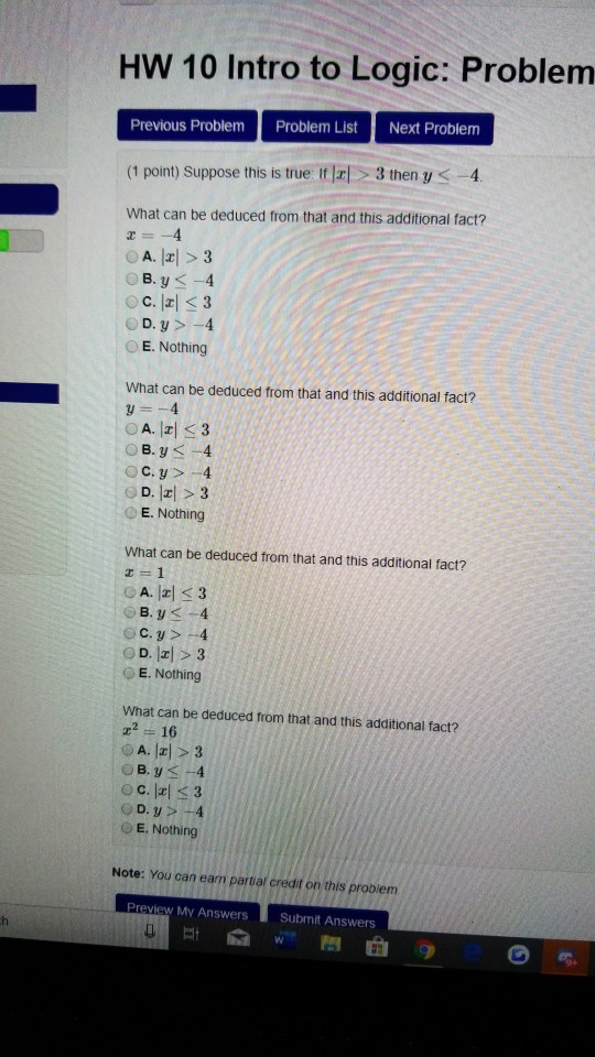 Solved Hw 10 Intro To Logic Problem Previous Problem 6974