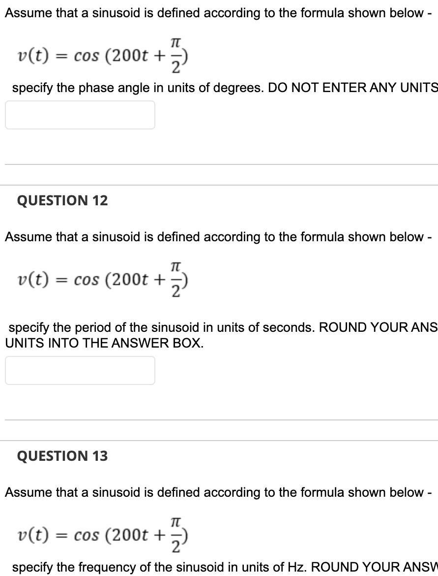 Solved Assume that a sinusoid is defined according to the | Chegg.com