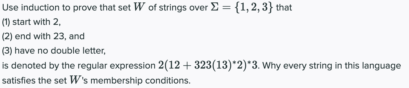 Solved Use Induction To Prove That Set W Of Strings Over 