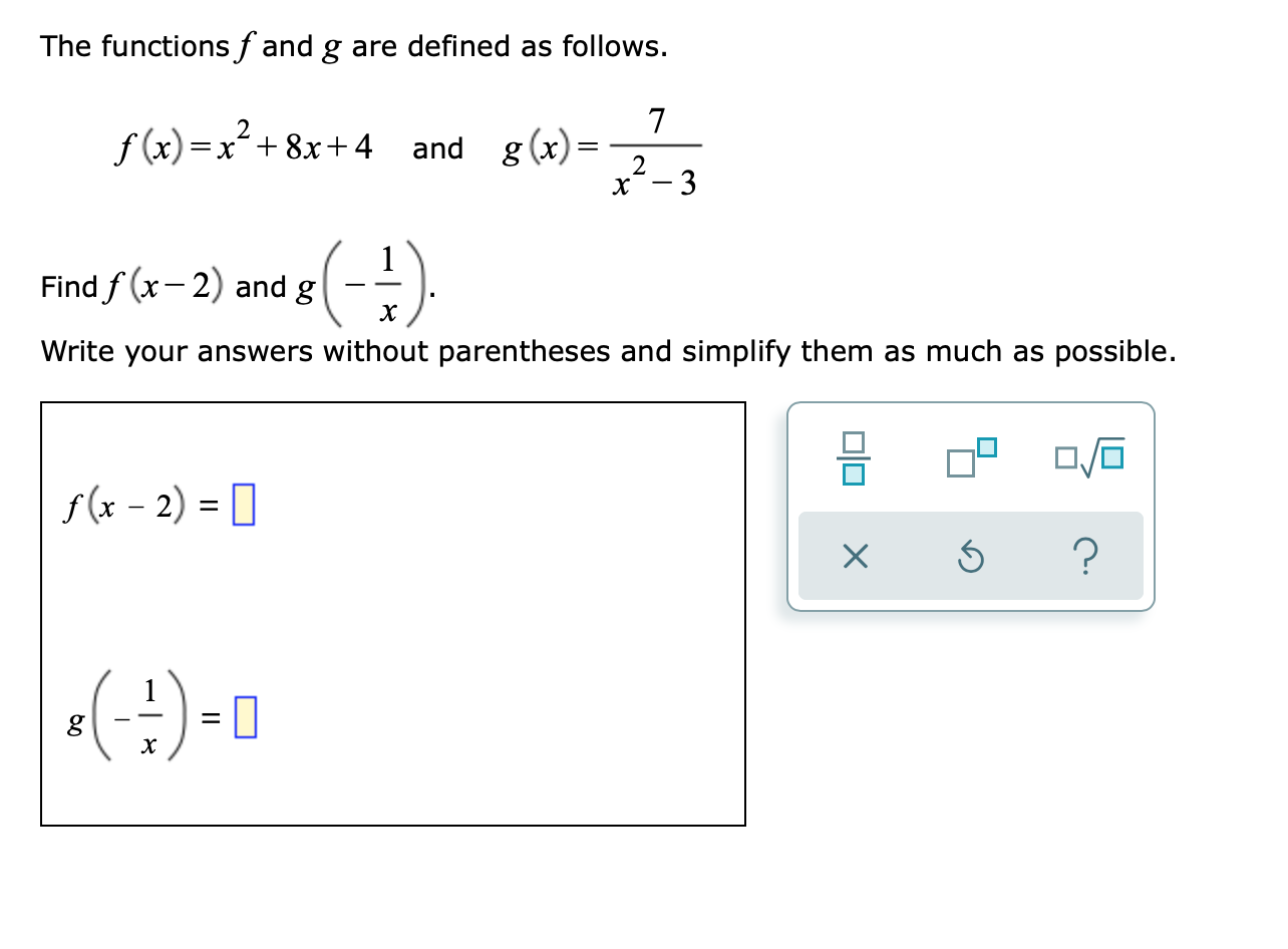 Solved The functions f and g are defined as | Chegg.com