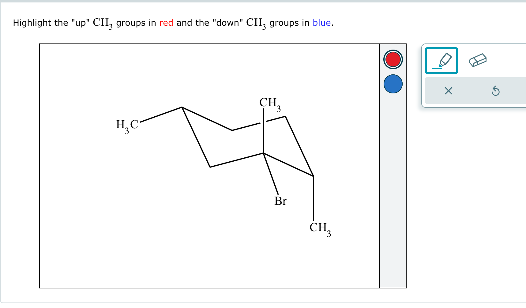 Solved Highlight the "up" CH3 groups in red and the "down" | Chegg.com