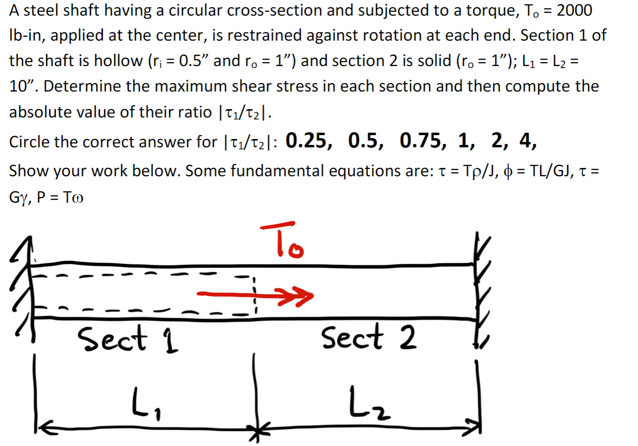 Solved A steel shaft having a circular cross-section and | Chegg.com