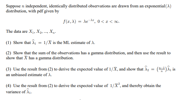 Solved Suppose n independent, identically distributed | Chegg.com