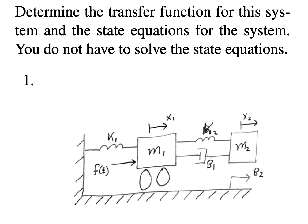 Solved Determine the transfer function for this sys-tem and | Chegg.com