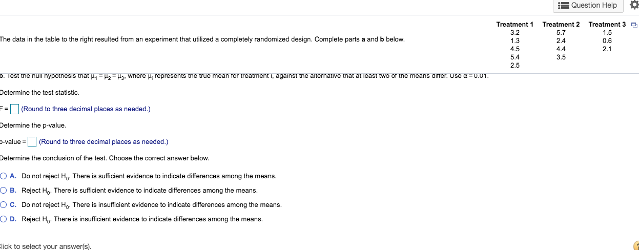 Solved The data in the table to the right resulted from an | Chegg.com