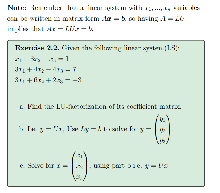 Solved Note: Remember that a linear system with x1,…,xn | Chegg.com