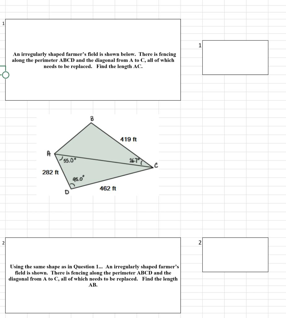 Solved An irregularly shaped farmer's field is shown below. | Chegg.com