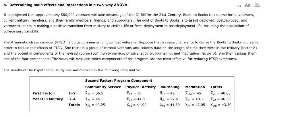4. Determining main effects and interactions in a | Chegg.com