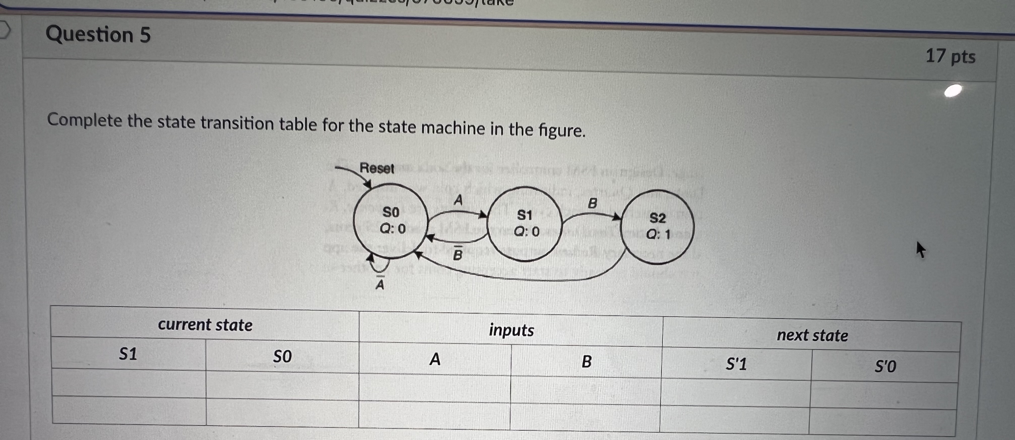Solved Complete the state transition table for the state | Chegg.com