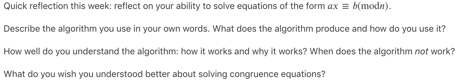 Solved Quick reflection this week: reflect on your ability | Chegg.com