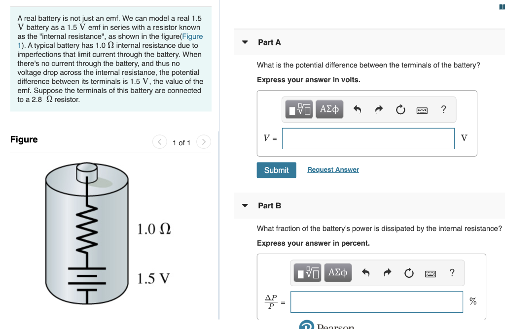 Solved Part A A real battery is not just an emf. We can | Chegg.com