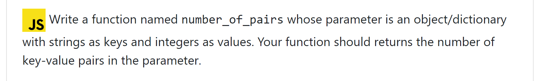 Solved JAVASCRIPT Write a function named number_of_pairs | Chegg.com