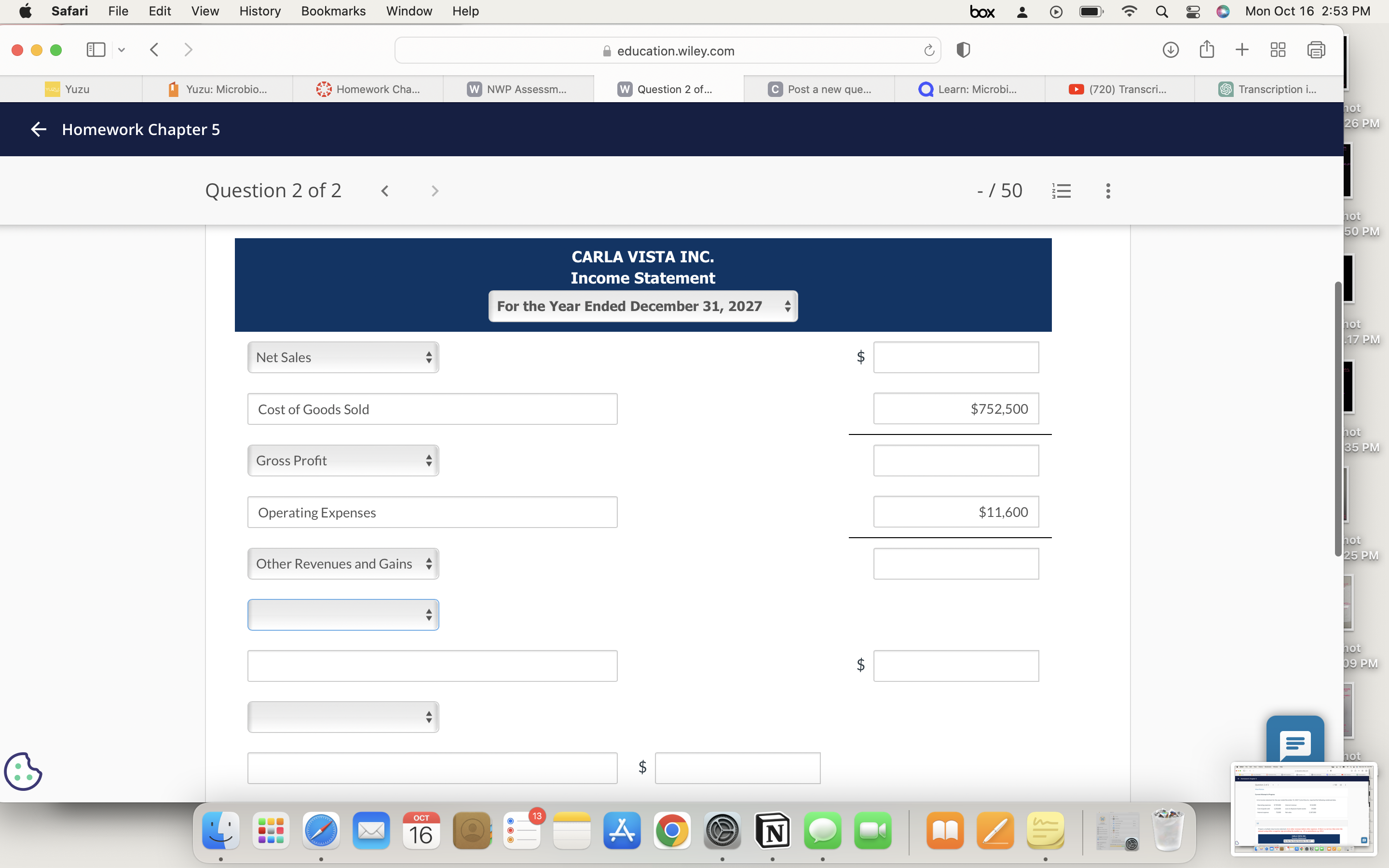 Solved Current Attempt in Progress In its income statement | Chegg.com