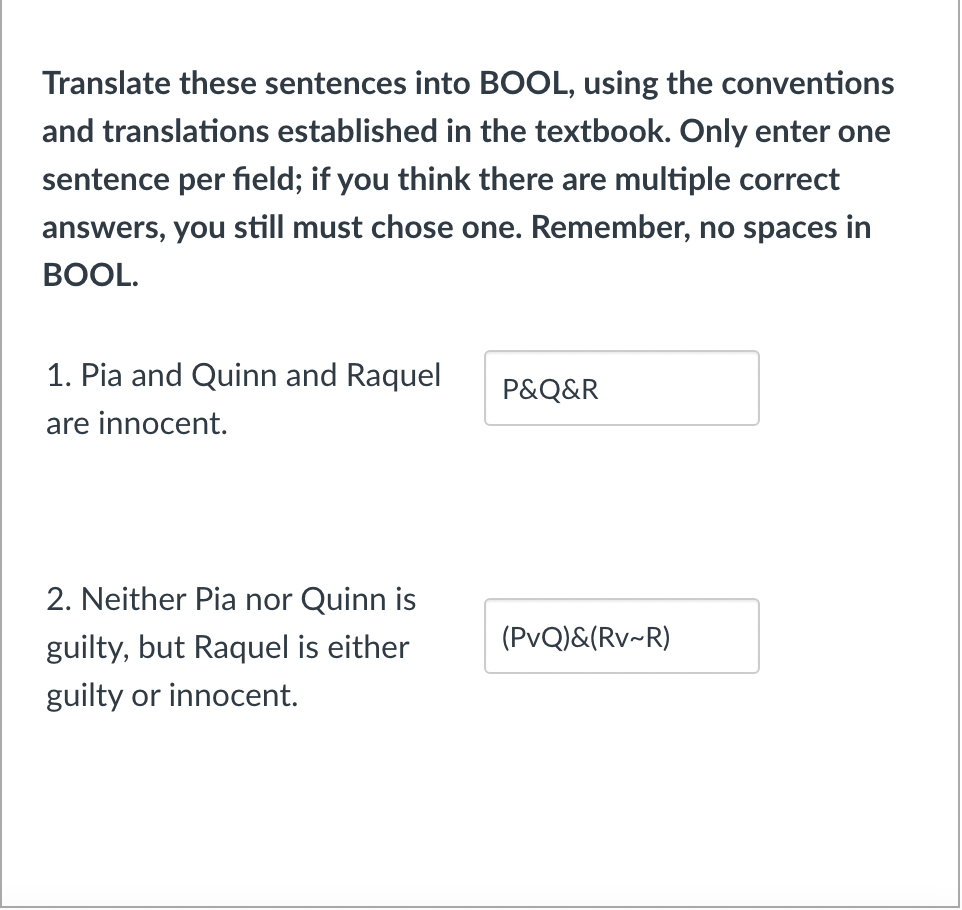 Solved Translate these sentences into BOOL, using the | Chegg.com