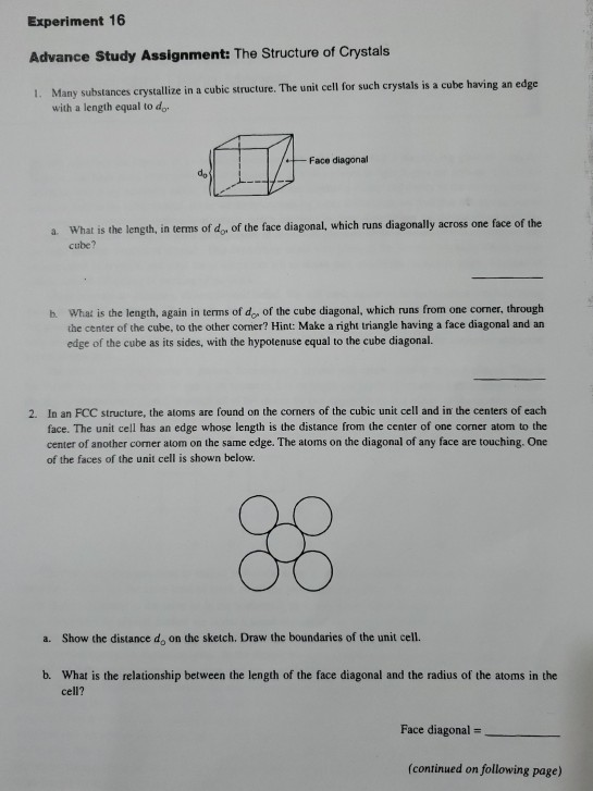 Solved Experiment 16 Advance Study Assignment: The Structure | Chegg.com