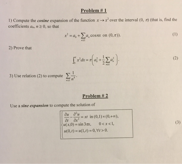 Solved Problem # 1 1) Compute the cosine expansion of the | Chegg.com