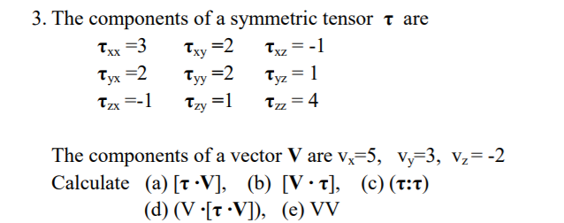 Solved 3.The components of a symmetric tensor τ are xy xz | Chegg.com