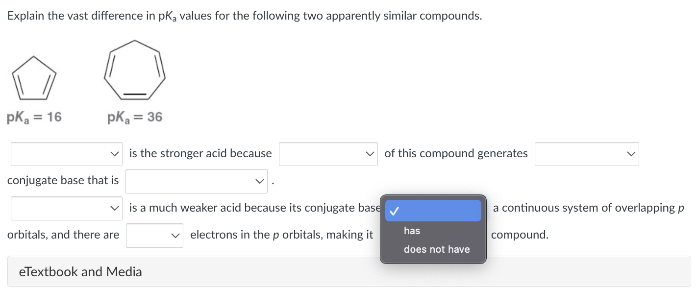 Solved Explain the vast difference in pKa values for the | Chegg.com