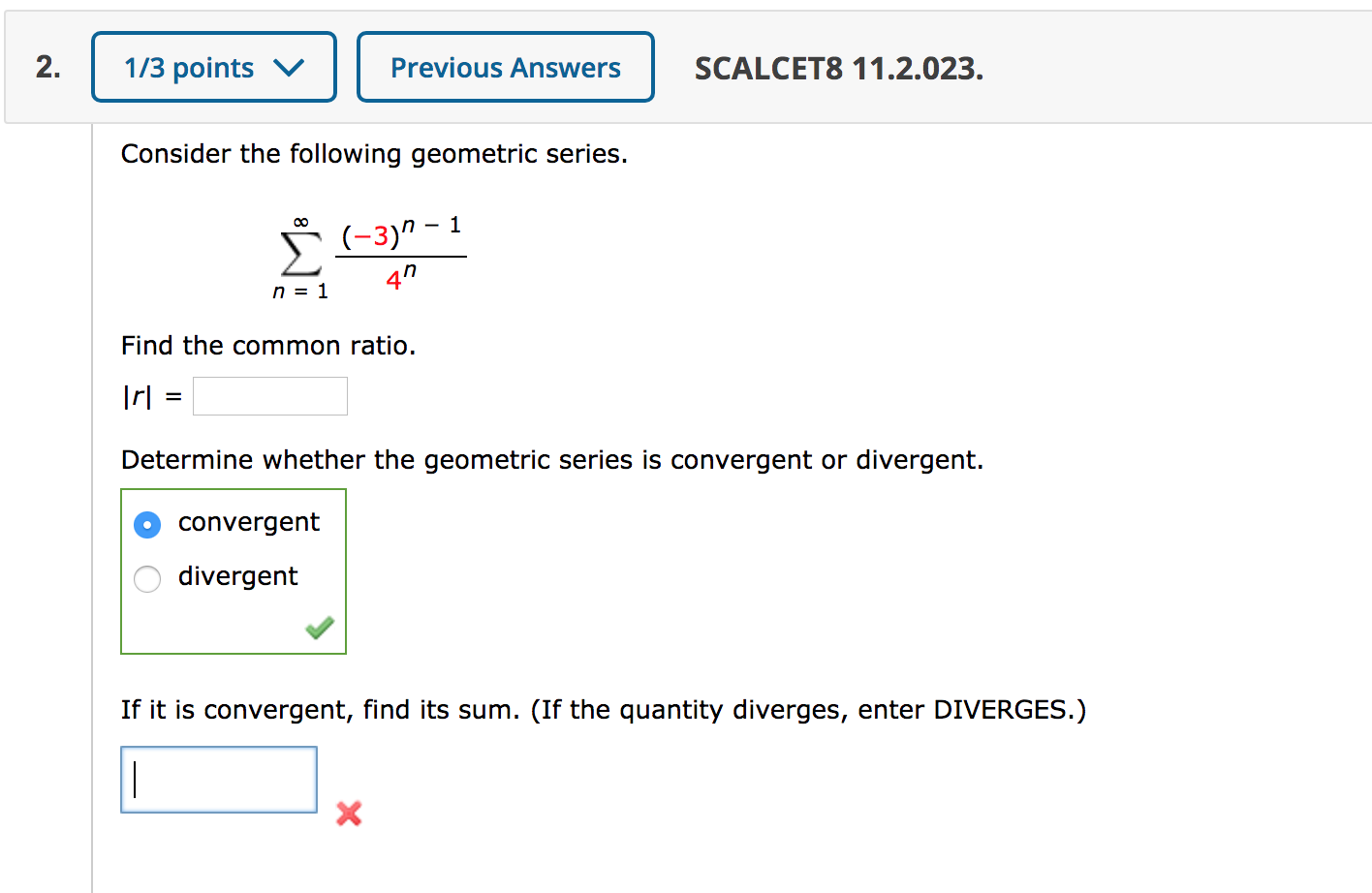 Solved 1/3 points v Previous Answers SCALCET8 11.2.023. | Chegg.com Solved 1/3 points v Previous Answers SCALCET8 11.2.023. | Chegg.com