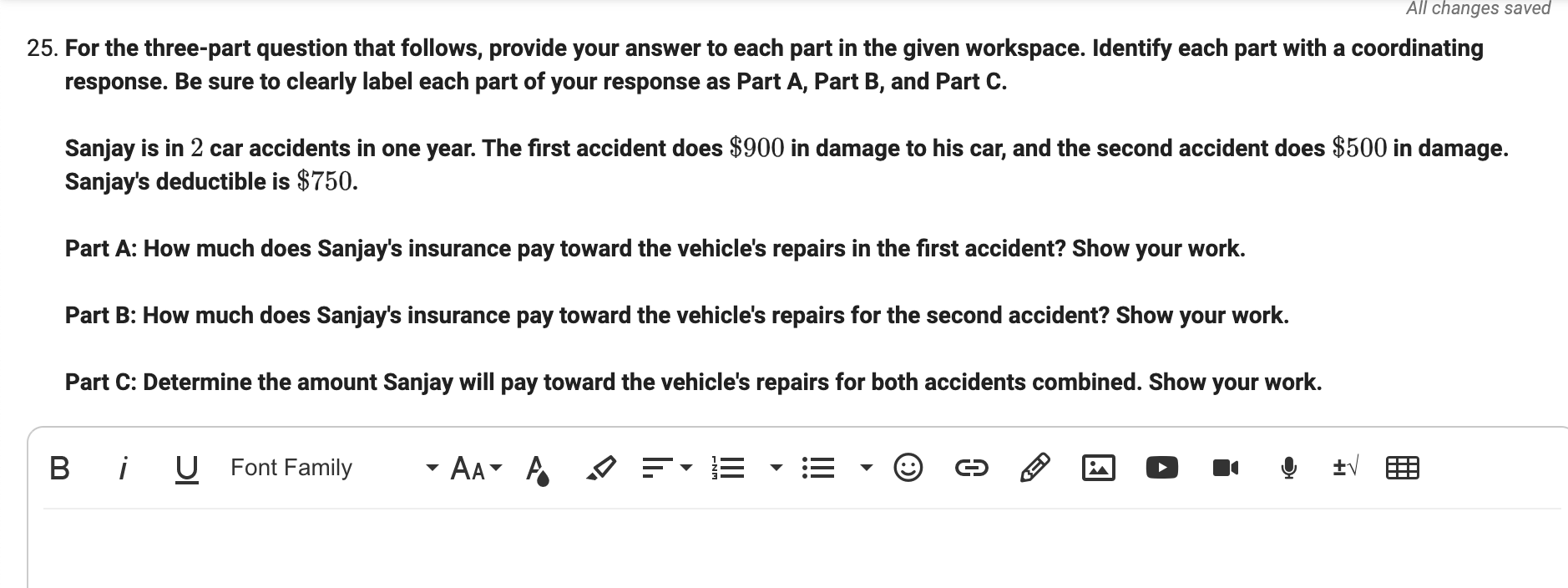 Solved All changes saved 25. For the three-part question | Chegg.com