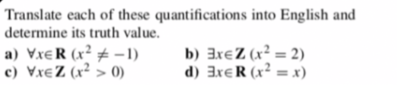 Solved Translate each of these quantifications into English | Chegg.com