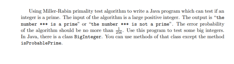 Using Miller-Rabin primality test algorithm to write | Chegg.com