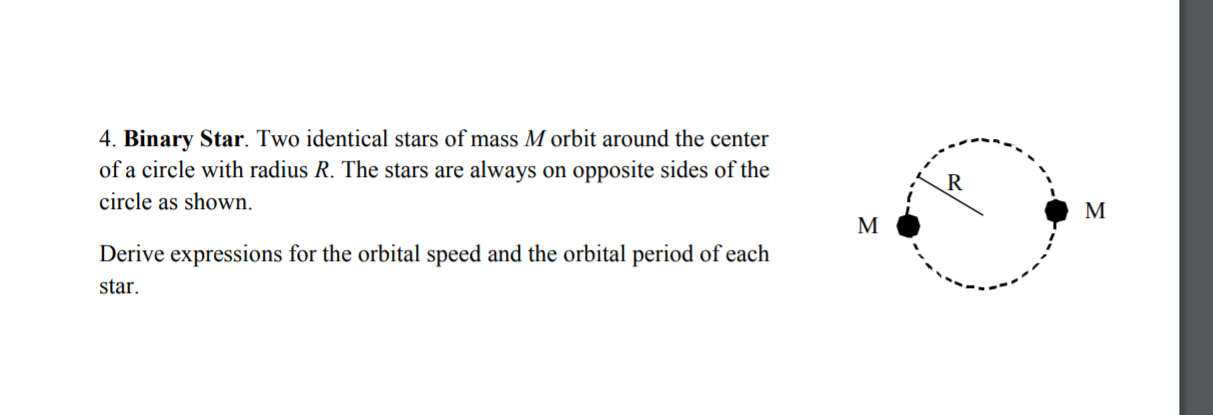 Solved 4. Binary Star. Two identical stars of mass M orbit | Chegg.com
