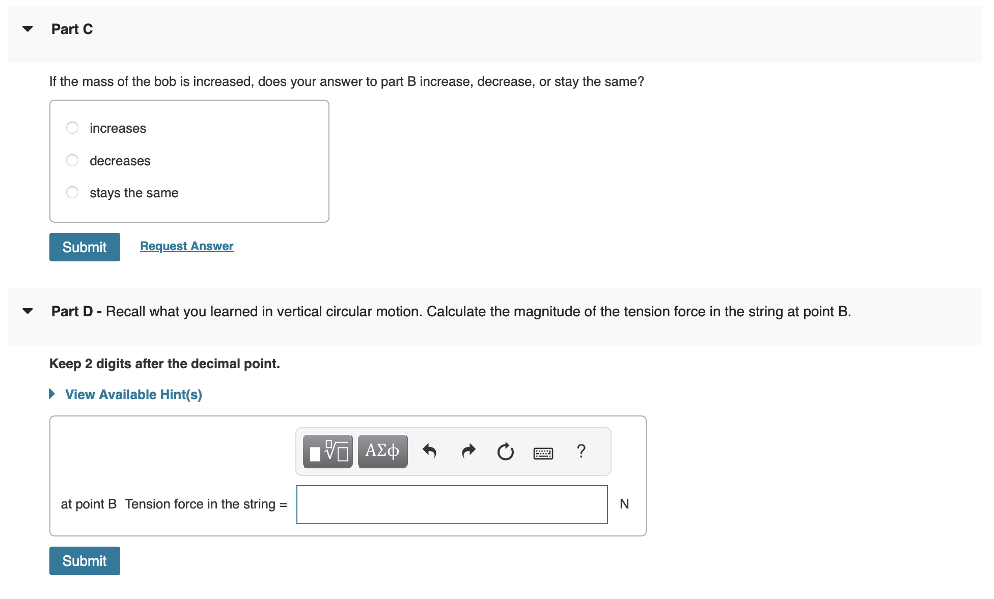 Solved Part A - Choose point B as ZERO height (because we | Chegg.com