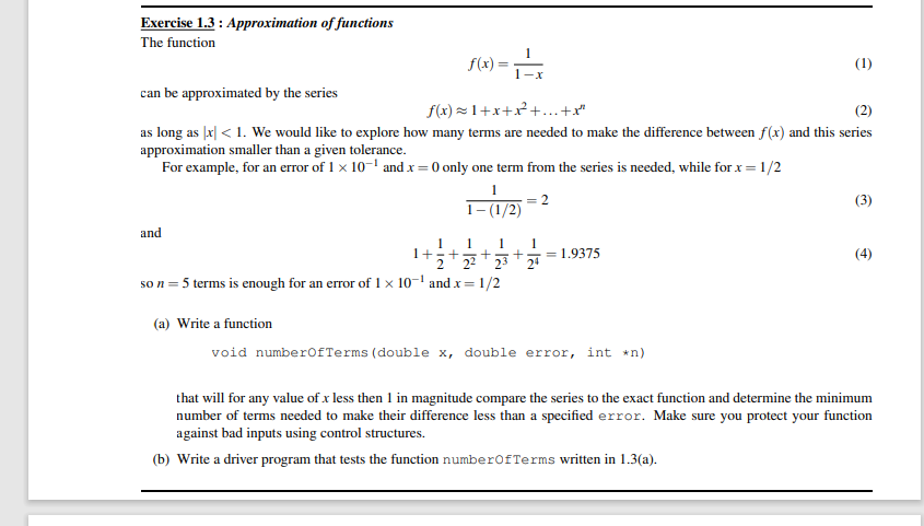 Solved Exercise 1.3 : Approximation of functions The | Chegg.com