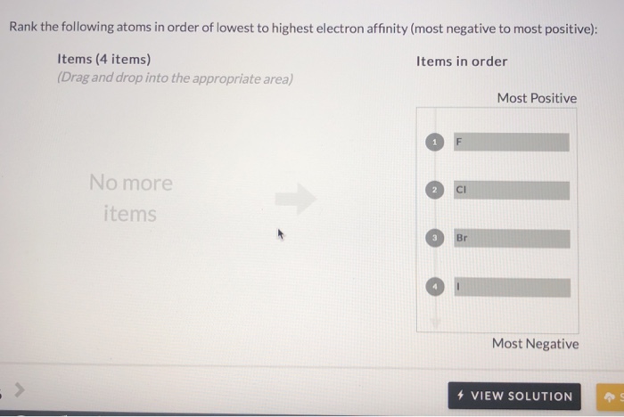 Solved Rank The Following Atoms In Order Of Lowest To
