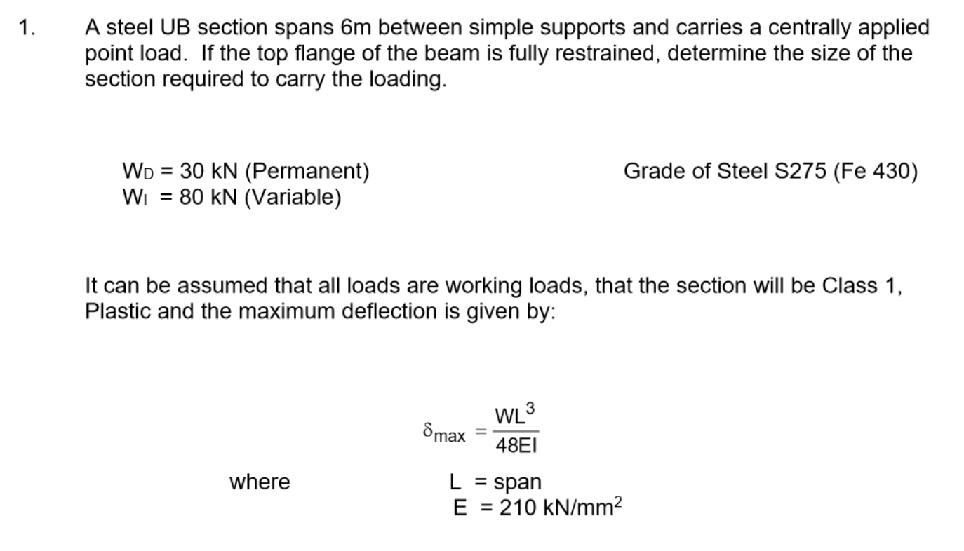 Solved A steel UB section spans 6 m between simple supports | Chegg.com