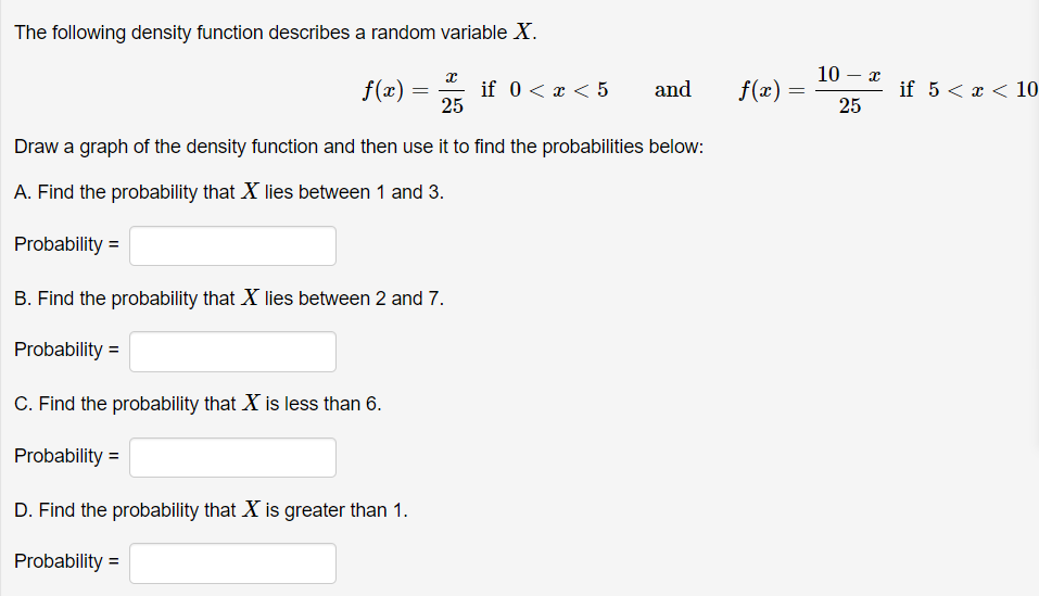 Solved The following density function describes a random | Chegg.com