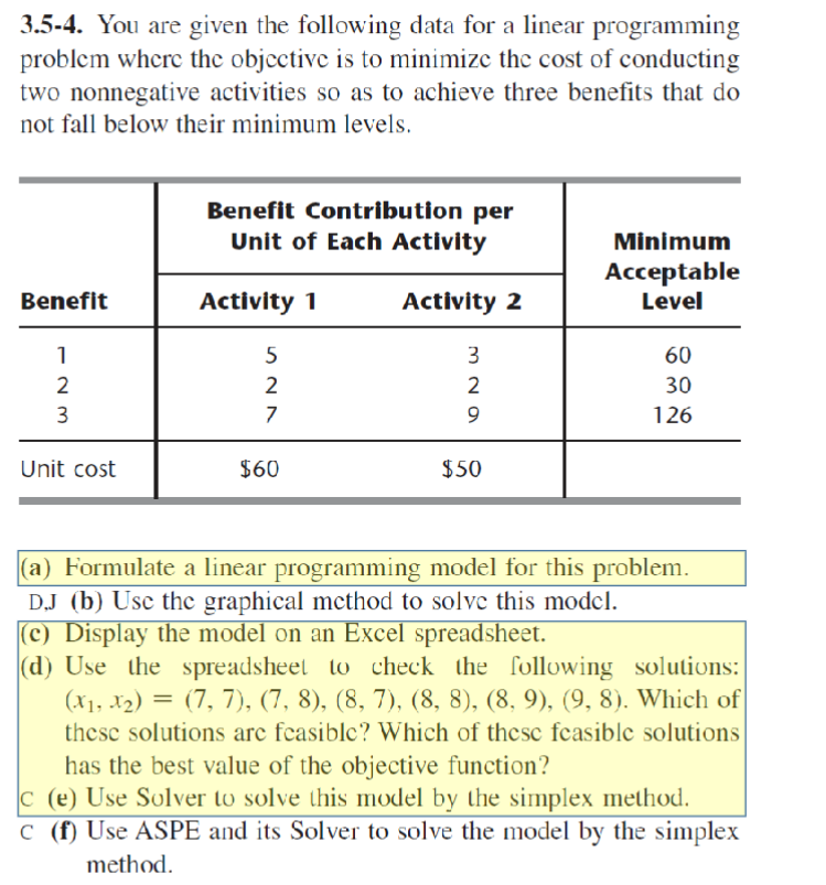 Solved PLease Solve using excel table method showing | Chegg.com