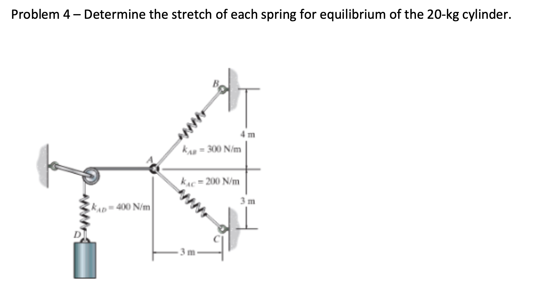 Solved Problem 4 - Determine the stretch of each spring for | Chegg.com Solved Problem 4 - Determine the stretch of each spring for | Chegg.com