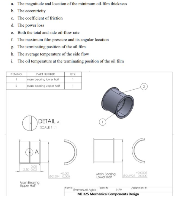 Assignment 13 Journal Bearing Design -Design of an | Chegg.com
