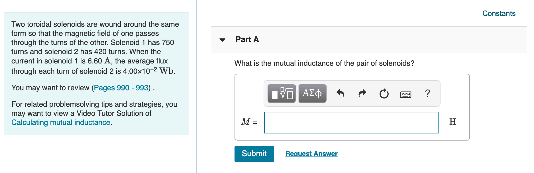 Solved Constants Part A Two toroidal solenoids are wound | Chegg.com