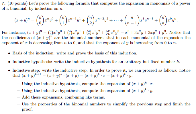 Solved 7. (10 points) Let's prove the following formula that | Chegg.com